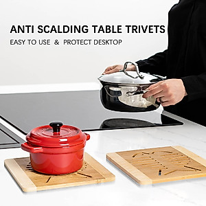 Hefild 4pcs Bamboo Trivets for Hot Dishes, 6x6 inch Fish-Shaped Wood Hot Pads for Countertops and Kitchen, Decorative Trivets for Hot Pots and Pan, Versatile Hot Pan Mat, Quartz Countertops Protection