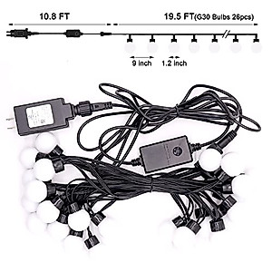 HegangNiu Smart Globe Christmas Lights Outdoor 30FT 26 LED, Smart Voice & WiFi App Controlled,Waterproof Color Changing String Lights for Yard,Garden,Wedding,Holiday Party,Valentine's Day Decorations