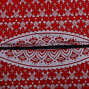 Maviss Home Floor Decor Round Mandala Pouf Cover | Floor Yoga Pillows Cover | Round Bohemian Meditation Cushion Cover | Round Pouf Cover | 32 Inch 80 cm Approx; Red Silver