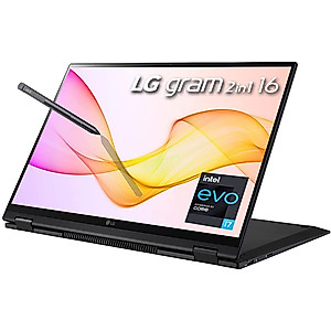 LG gram Ultra-Light Laptop, Evo i7-1165G7, 16" WQXGA (2560 x 1600) IPS 16:10 2in1 Touch Display, 21 Hr Battery Life, Wi-Fi 6, Thunderbolt 4, Stylus Pen, Fingerprint, Webcam (16GB RAM | 512GB PCIe SSD)