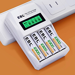 EBL LCD Battery Charger Smart Individual 907 AA AAA Rechargeable Battery Charger for Ni-MH Ni-CD Rechargeable Batteries