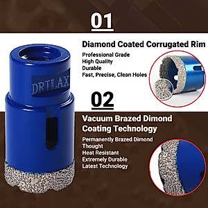 1-3/8 inch Diamond Hole Saw for Angle Grinders Masonry Granite Quartz Porcelain Ceramic Tile Hole Saw Brick 5/8"-11 Threaded Connection Heavy Duty Diamond Core Hole Saw for Concrete Dry