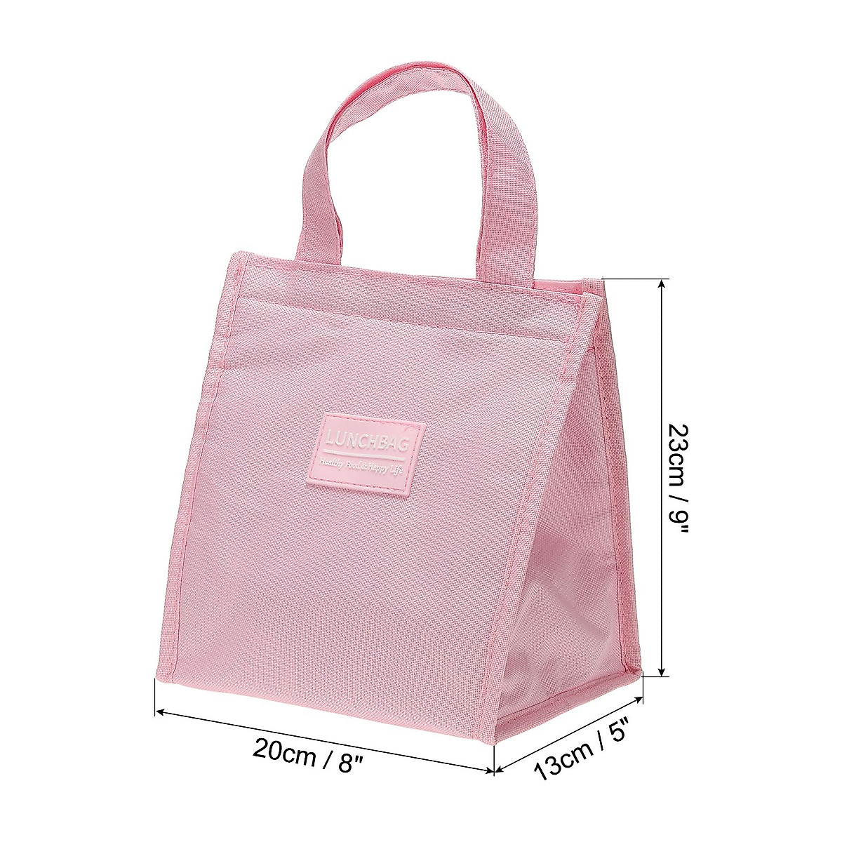 PATIKIL Insulated Lunch Bags, 8"x5"x9" Reusable Bento Bags Thermal Lunch Tote Portable Food Containers Bag for Men and Women, Pink