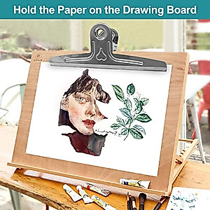 Extra Large Bull Clips Stainless Steel, Coideal 2 Pcs 30cm Jumbo XXL Silver Metal File Binder Clip Clamps Heavy Duty for Home Office School (11 4/5 Inch)