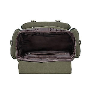 KAUKKO Vintage Casual polyster and Leather Rucksack Backpack(03-CANVAS ARMYGREEN)