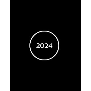 Daily Planner 2024 One Page Per Day: Page A Day To View With Calendars From January 2024 To December 2024 - black Cover