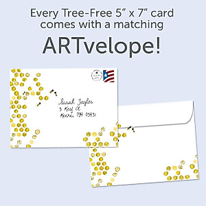 Tree-Free Greetings - Thank You Greeting Card - Artful Designs - 1 Card + Matching Envelope - Made in USA - 100% Recycled Paper - 5"x7" - Bee Kind (GO64527)