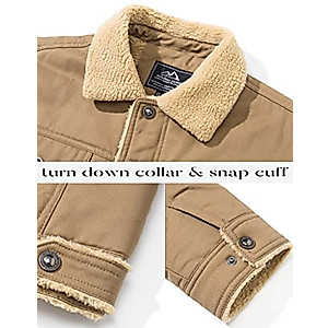 MAGCOMSEN Mens Sherpa Jackets Cargo Jackets Cotton Jackets Fleece Lining Windbreaker Work Jackets Black,XL