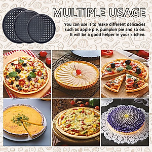 Siticoto Baking Steel Pizza Pan with Holes, 3 Pcs Round Pizza Pan for Oven 9 Inch 11 Inch 12 Inch Pizza Crisper Nonstick Baking Tray Set for Family Restaurant Home Kitchen