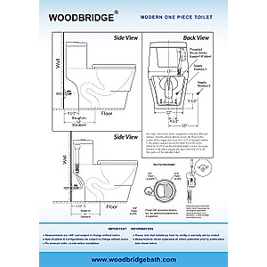 Woodbridgebath T-018 Dual Flush Elongated One Piece Toilet with Soft Closing Seat, Comfort Height, Water Sense