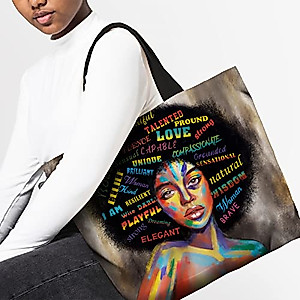 LMSM Woman Beach Tote Bag African American Cute Black Girl Pink Large Casual Shoulder Handbag Travel Bag For Work Travel Business Shopping