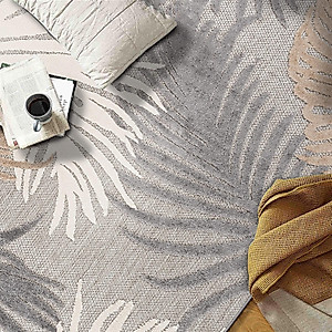 Rugshop Lucca Contemporary Floral Indoor/Outdoor Area Rug 7'10" x 10' Gray