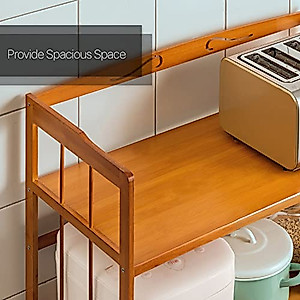 MoNiBloom Bamboo Kitchen Storage Cabinet 5 Tier Freestanding Sideboard with 3 Open Shelves and Doors, Floor Cabinet, Display Unit for Home, Natural