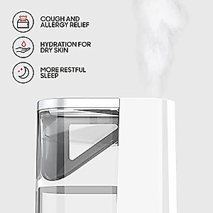 Sharper Image UHS2-SI Ultrasonic Humidifier with 1.5 Gallon Tank, 3 Levels of Warm or Cool Mist, Auto Shut, White, UHS2-SI – 1.5 gallon