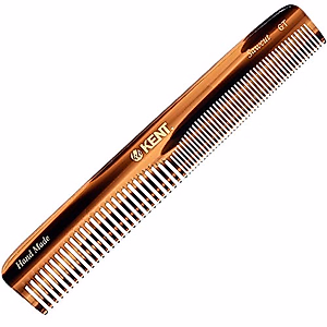 Kent 6T 6.9 Inch Double Tooth Hair Dressing Comb, Fine and Wide Tooth Dresser Comb For Hair, Beard and Mustache, Coarse and Fine Hair Styling Grooming Comb for Men, Women and Kids. Made in England