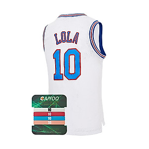 Bugs Lola #23 Youth Basketball Jersey for Kids Boys Halloween Costume with Luminous Wristband (White10, Large)