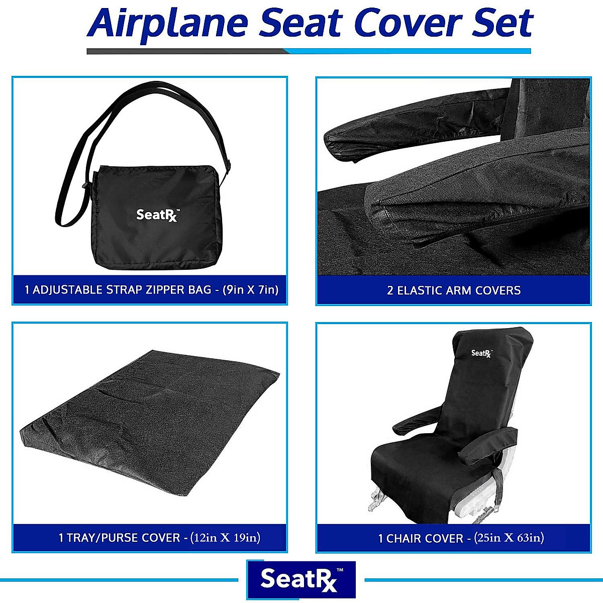 [Reusable] Seat Protector for Public Transit Bus Train Airplane Seat Covers Set with Tray Cover - Car Seat Protector Made from Nonwoven, Tear-Resistant Material - Machine Washable Airplane Travel Kit