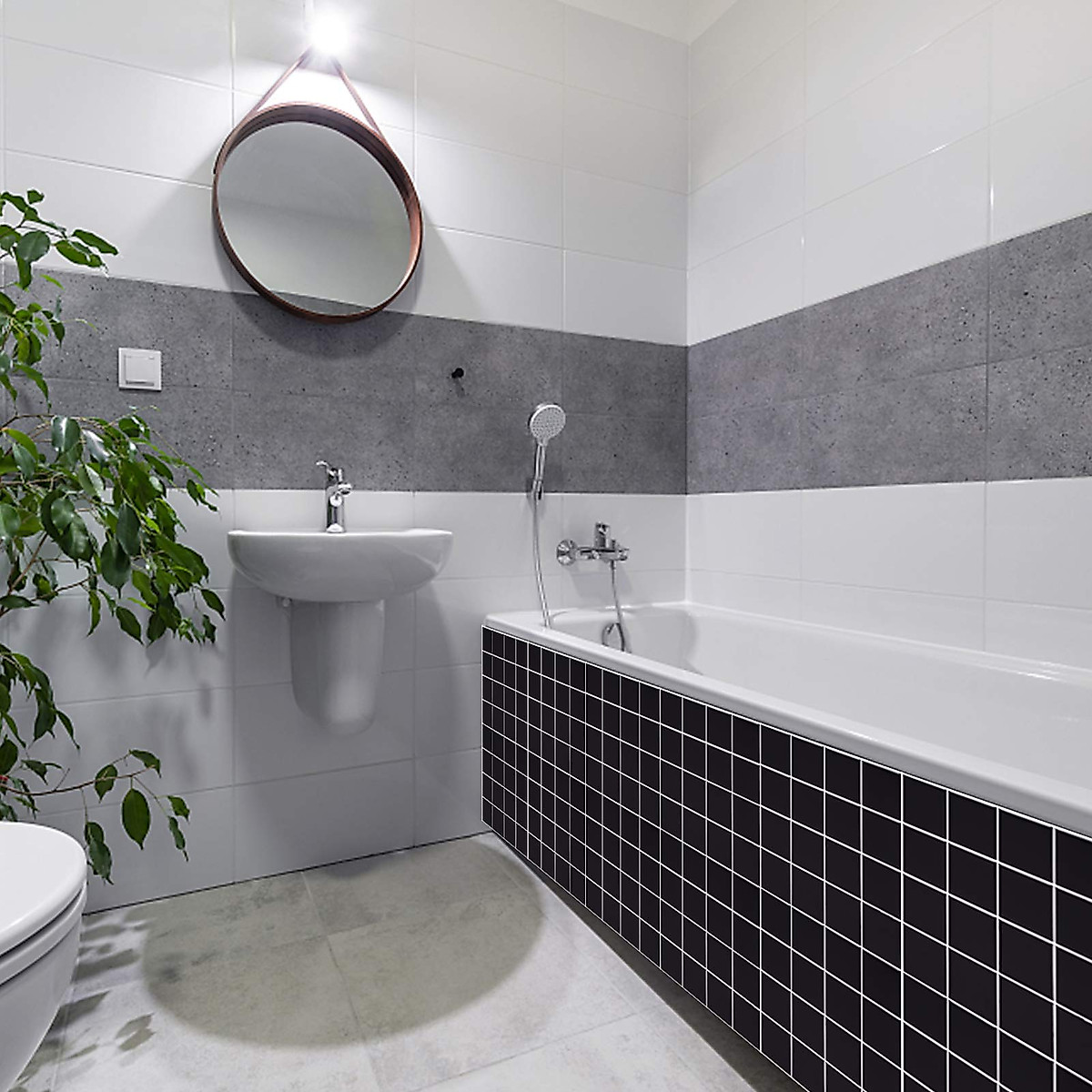 Ecoart Peel and Stick Wall Tile 10" X 10" Backsplash Stick On Kitchen Bathroom 16 Cells Square Brick Stick Tile Sticker(6 Sheets) (Black)