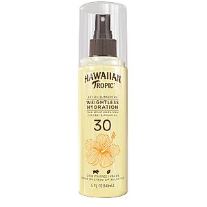 Hawaiian Tropic Weightless Hydration Dry Oil Sunscreen Mist SPF 30, 5oz | Sunscreen Oil, Dry Oil Sunscreen Spray, Hawaiian Tropic Sunscreen SPF 30, Oxybenzone Free Sunscreen, 5oz