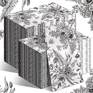 Fuutreo 200 Pieces Disposable Hand Towels for Bathroom Vintage Floral Napkins Decorative Hand Towel Disposable Guests Paper Decorative Napkins for Bridal Shower Baby Shower Wedding Kitchen