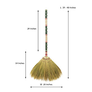 Thai Vintage Retro Grass Broom Stick,Asian Straw Broom for Wedding Jumping,Witch Broom,House Broom,Long Broom with Solid Wood Handle Primitive Sweeping Dirt Dust Garbage