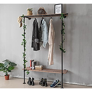 Industrial Pipe Clothing Rack with Shelves,48 Inch Industrial Clothing Rack,Pipe Clothing Rack,Retail Clothing Rack,Industrial Wall Mounted Clothes Rack,Wall Clothing Rack,Pipe Clothes Racks for Hanging Clothes ONOTETUT