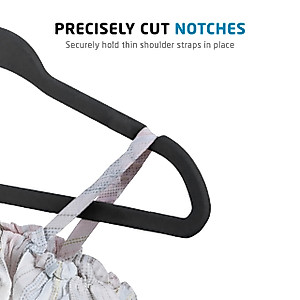 Himimi Clothes Hangers 10 Pack, Black Non-Slip Velvet Clothes Hangers with Shoulder Notches, Pants Bar, 360° Swivel Hook, Space-Saving, for Closet