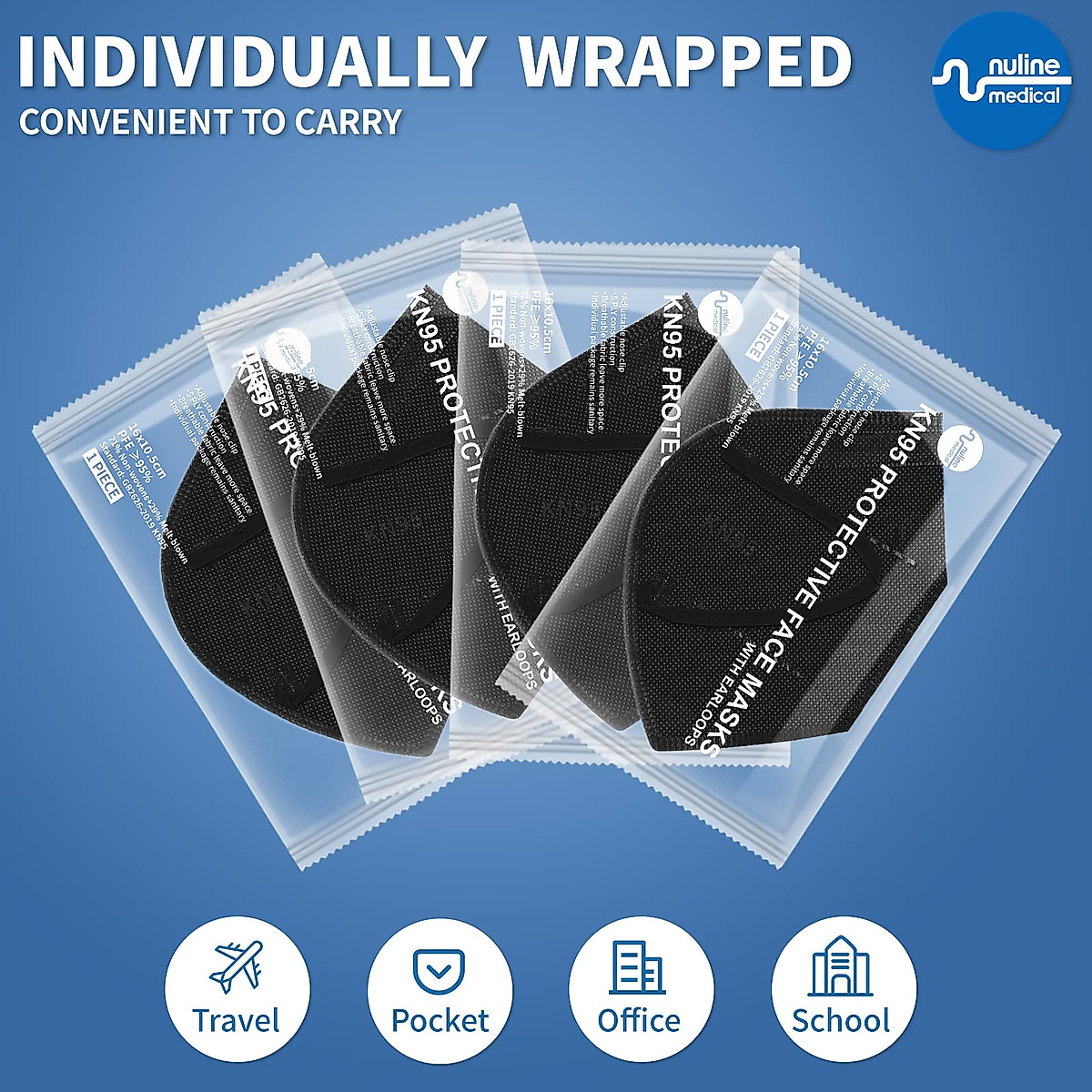 KN95 Disposable Face Masks, 5 Layer Cup Dust Protective Face Masks for Men & Women, Black, 30PCS