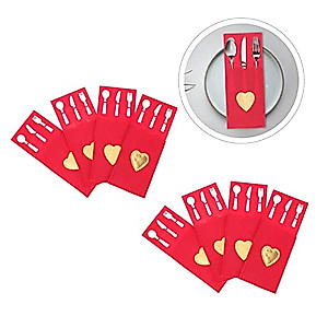 BESTOYARD 8pcs Cutlery Bag Cutlery Holder Pouch Spoon Fork Bag Wedding Table Centerpiece Cutlery Pouch Cutter Fork Bag Desktop Cutlery Cover Non-woven Fabric Rectangle Christmas Utenciles