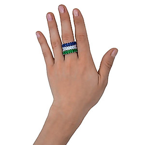 Maya J Eternity Ring - Emerald-Cut, with Artisan Fashioned Gemstones, Light Yellow, Size 6