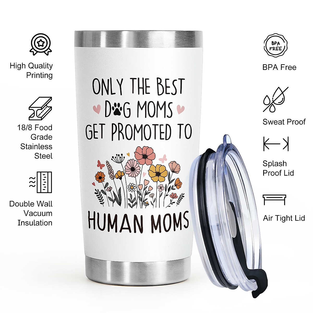 BaubleDazz New Mom Gifts for Women, Pregnancy Must Haves, Funny Dog Mom Gifts, 20 oz Stainless Steel Tumbler, Pregnancy Gifts for Expecting Mom, Gifts for New Mom, Mom to be Gift