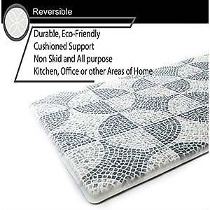 Simple Being Anti Fatigue Kitchen Floor Mat, Comfort Heavy Duty Standing Mats, Ergonomic Non-Toxic Waterproof PVC Non Slip Washable for Indoor Outdoor Home Office (Grey Tile)