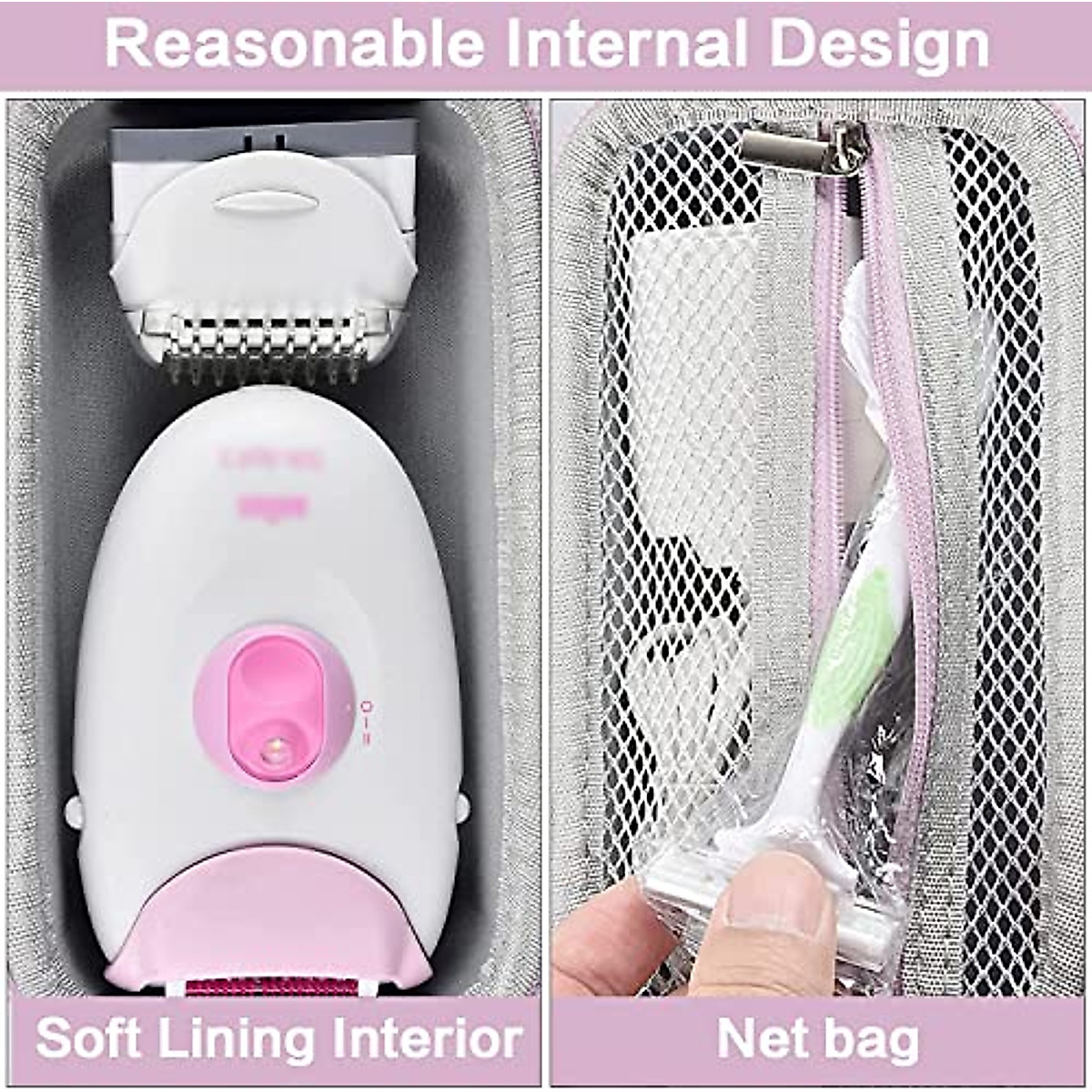 Case Compatible with Braun Epilator Silk-epil 3 3-270, Storage for Hair Removal Shaver & Trimmer for Women, Holder for Facial Epilator & Razors Head, Cleaning Brush, Charger (Box Only)