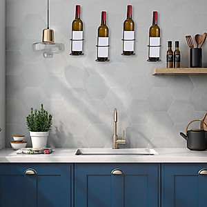 uxcell Spiral Wine Wall Holder 12 Pcs, Metal Wine Bottle Display Holder, Wine Bottles Display Wall Storage Shelf -for Kitchen Bar Wall Decor Black Upward