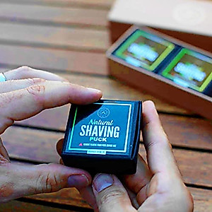 Natural Shave Soap Puck - 3 Shaving Soap Pucks, Shave Soap For Men With Dry Sensitive Skin, Made With Olive Oil, Coconut Oil, Shea Butter, Beeswax, Rich Lather, Perfect For Shaving Mug, Bowl, Scuttle