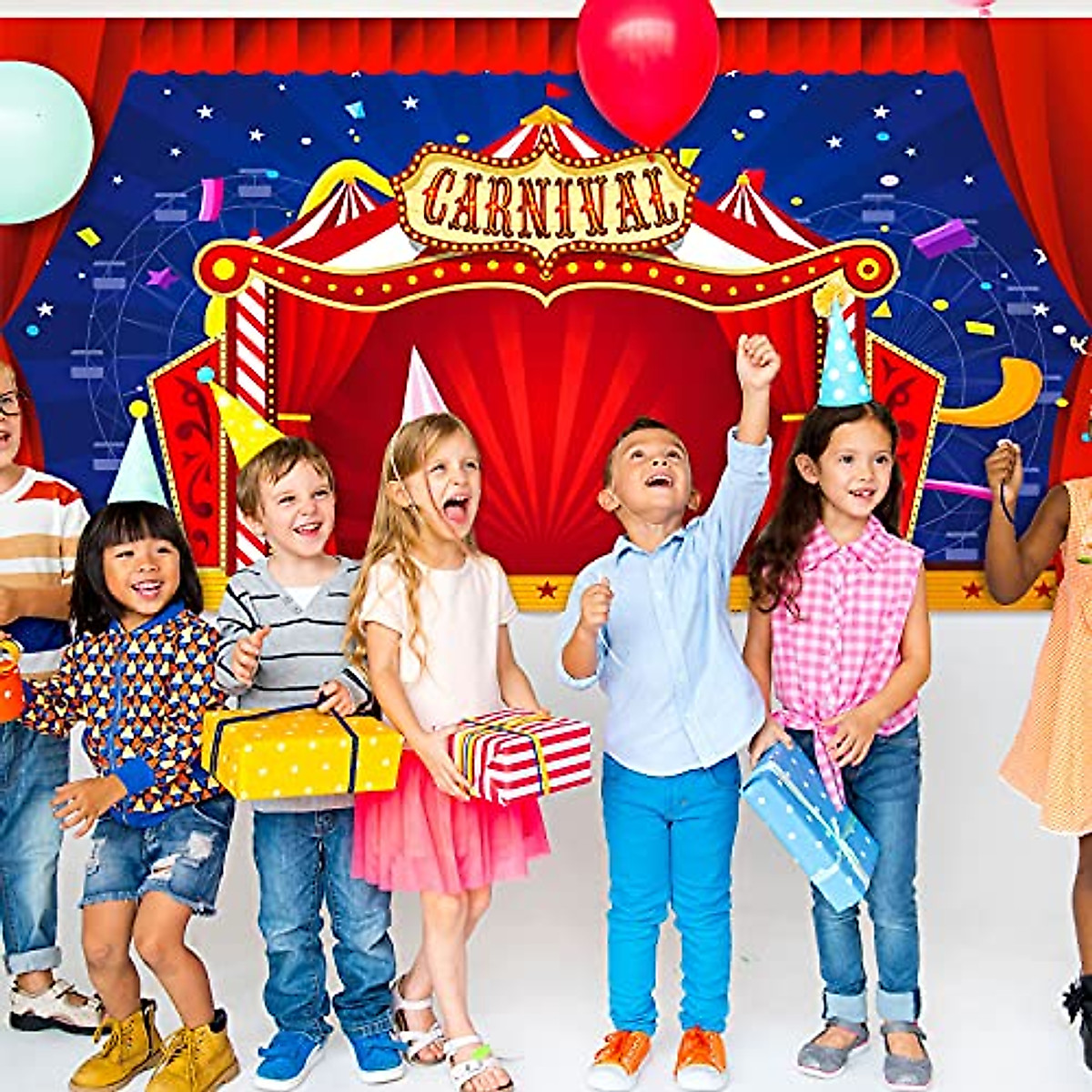 Big Circus Theme Party Decorations Carnival Circus Tent Backdrop Party Decorations Carnival Banner for Kids Birthday Party Decorations Supplies, 6 x 3 ft