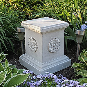 Design Toscano CL5194 English Rosette Sculptural Garden Plinth Base Statuary Pedestal, Large, antique stone