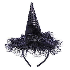 TINKSKY Children Halloween Headband Feather Party Witch Hat for Costume Dress up Party Performance Supplies (Black)