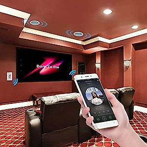 Herdio Home Audio Package Wall Mount Bluetooth Amplifier Receiver System with 300W in Ceiling Wall Passive Speakers Perfect for Home Theater Office Bathroom Kitchen Living Room (A Pair)