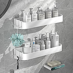 KOKSRY Wall Mounted Shower Caddy, Shower Shelf for inside Shower, No Drilling Shower Caddy with Soap Holder for Bathroom Organizer