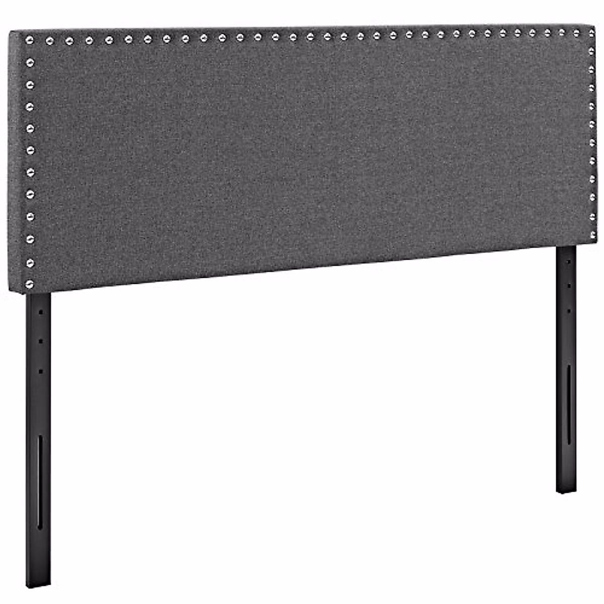 Modway Phoebe Linen Fabric Upholstered Full Headboard in Gray with Nailhead Trim