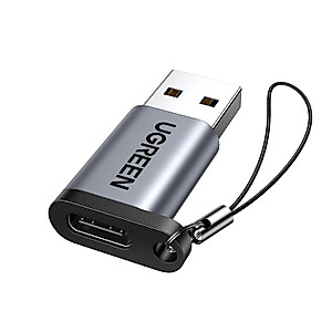 UGREEN 10Gbps USB C Female to USB Male Adapter Type C to USB A Charger Cable Converter Compatible with Apple Watch iPhone 15 14 13 AirPods 3 MacBook Samsung Galaxy Google Pixel etc Gray