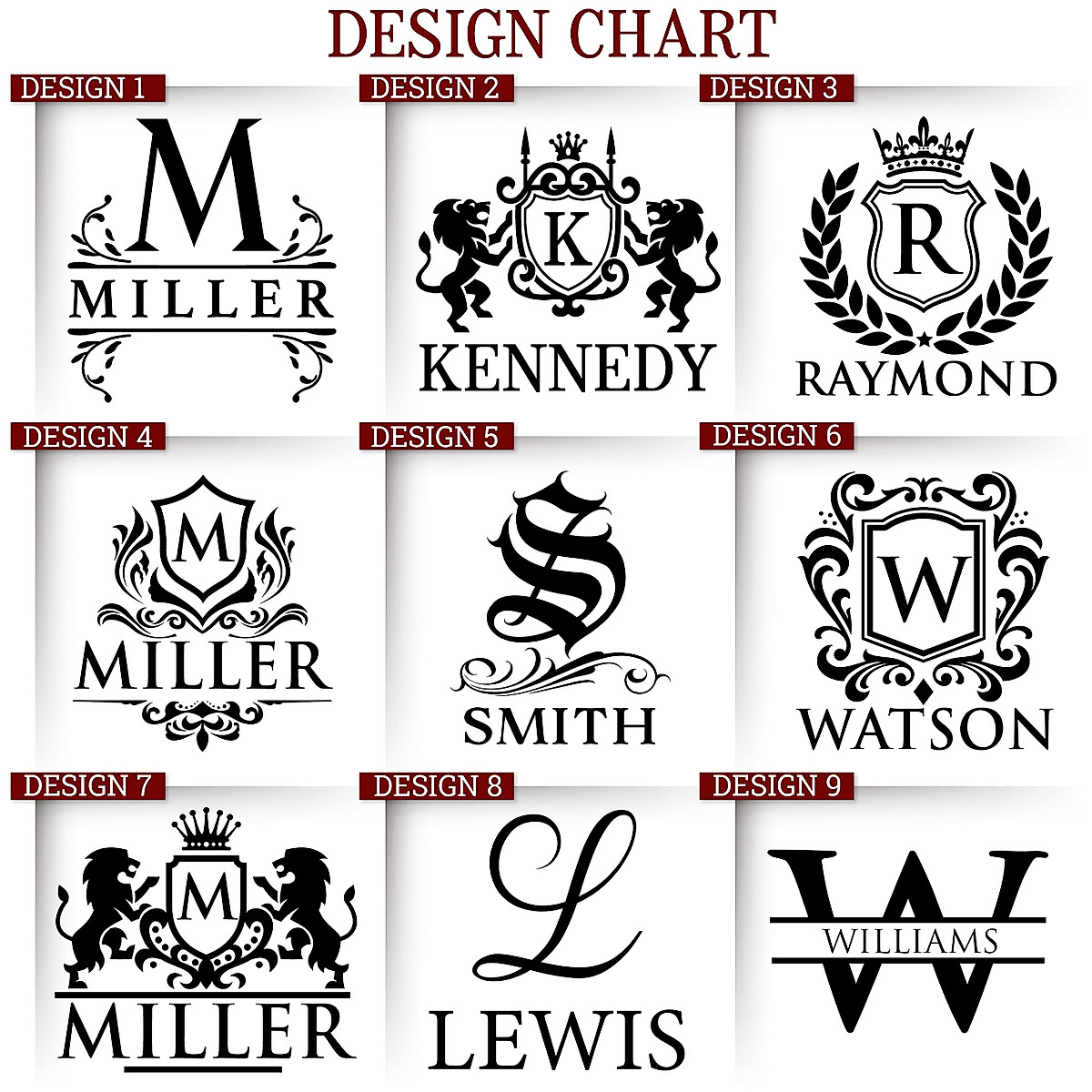 Amazing Items Set of 4 - Whiskey Gifts for Men, Personalized Whiskey Glasses w/Name & Initial - 9 Designs - 9 oz, Limited Edition Monogrammed Rocks Glasses for Whiskey, Dad Gifts