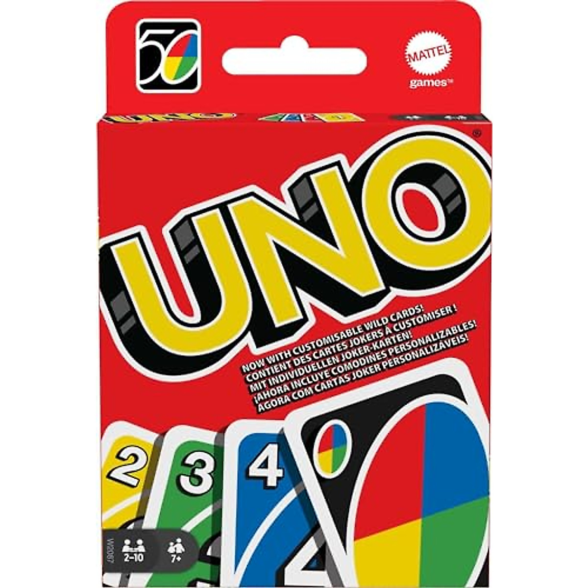 UNO - Classic Colour & Number Matching Card Game - 112 Cards - Customizable & Erasable Wild - Special Action Cards Included - Gift for Kids 7+, W2087