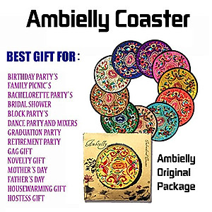 Ambielly Drinks Coasters,Vintage Ethnic Floral Fabric Coasters Bar Coasters Cup Coasters for Friends,Housewarming,Party,Living Room Decor, 10pcs/Set, 5.12"/13cm (Mixed Colors)