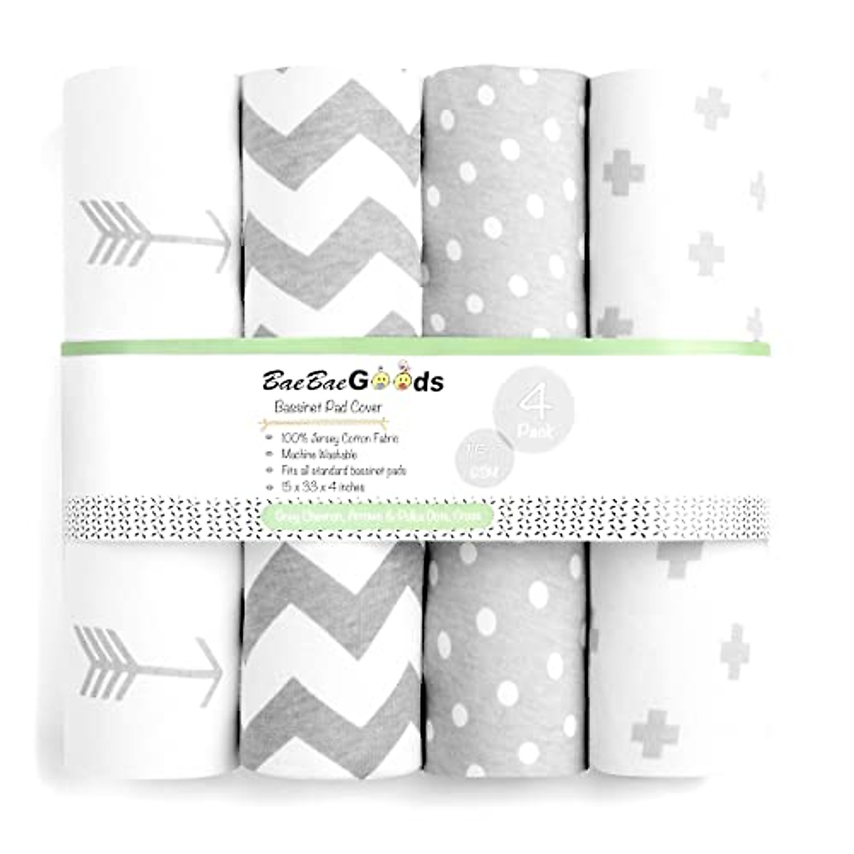 Bassinet Bed Sheets – Bassinet Fitted Sheets 4 Pack – 100% Jersey Knit Cotton Cradle Sheets – Bassinet Bedding for Standard Size Oval or Rectangular Bassinet Pads – Bassinet Sheet for Boy & Girl