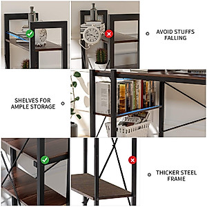 VADIM Computer Desk with Shelves, Modern Office Desk with 4-Tier Shelf, Durable Working Desk for Home, Bedroom, Office, Sturdy Writing Table with Storage Bookshelf, 47 Inches, Walnut