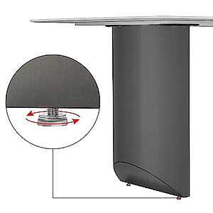 HERNEST 63" Rectangular Sintered Stone Dining Table for 4-6, Heavy Duty Dining Room Table with Semi-Circular Stainless Steel Pedestal Modern Kitchen Table for Living Room, Pandora