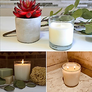 Artcome 16 Pcs Candle Glass Jars with Bamboo Lids Set for Making Candles - 16 7oz Empty Candle Jars, 16 Bamboo Lids, 16 Label Stickers, 16 Warning Labels, Dishwasher Safe