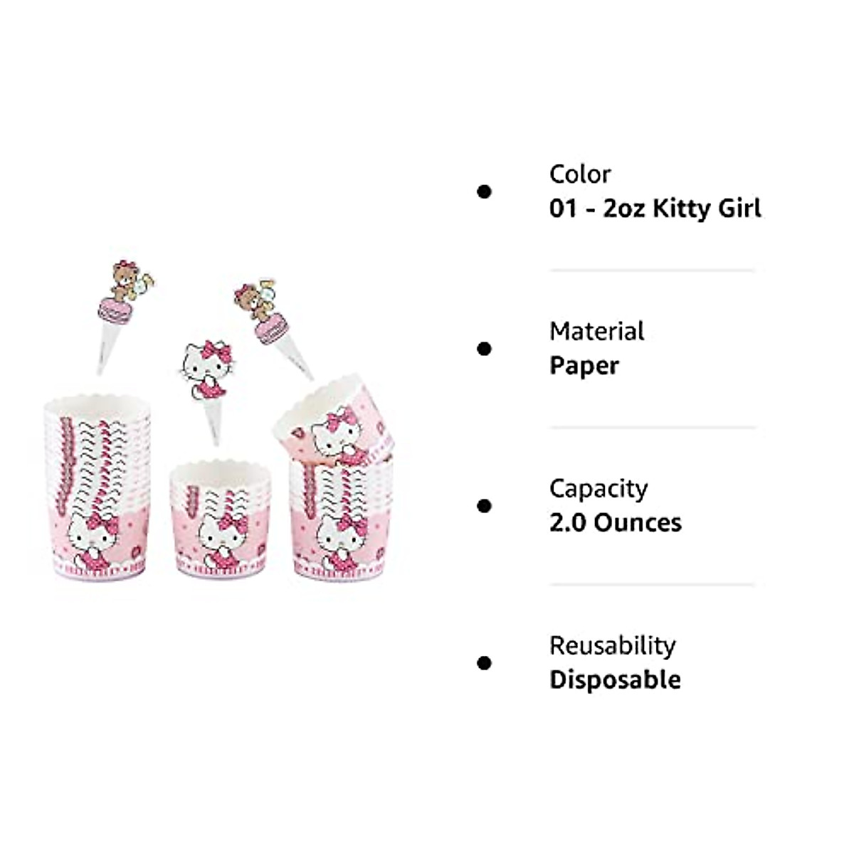 CHEFMADE Hello Kitty Girl Muffin Liners, 25Pcs 2oz Non-Stick Cupcake Paper Baking Cups for Oven Baking 2.4" x 2"